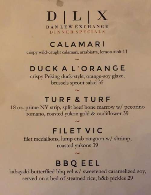 Dan Lew Exchange / DLX menu in Mansfield, Ohio, USA