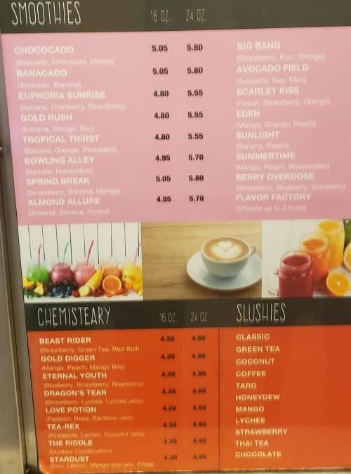 Black Pearl Boba Tea menu in Wellington, Florida, USA