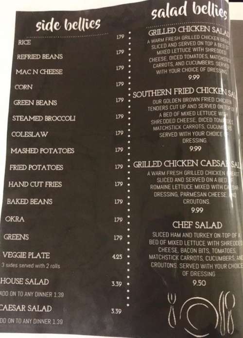 Full Belly Restaurant menu in Kingsport, Tennessee, USA