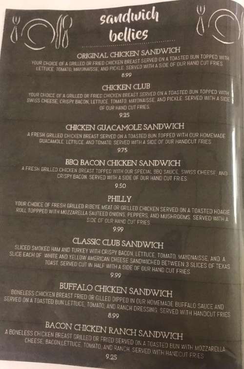 Full Belly Restaurant menu in Kingsport, Tennessee, USA
