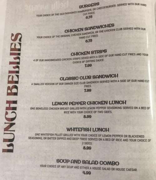 Full Belly Restaurant menu in Kingsport, Tennessee, USA