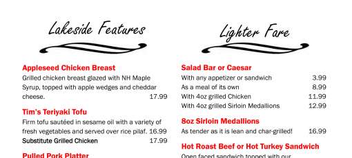 Appleseed Restaurant & Catering Menu - Bradford, New Hampshire | Sirved