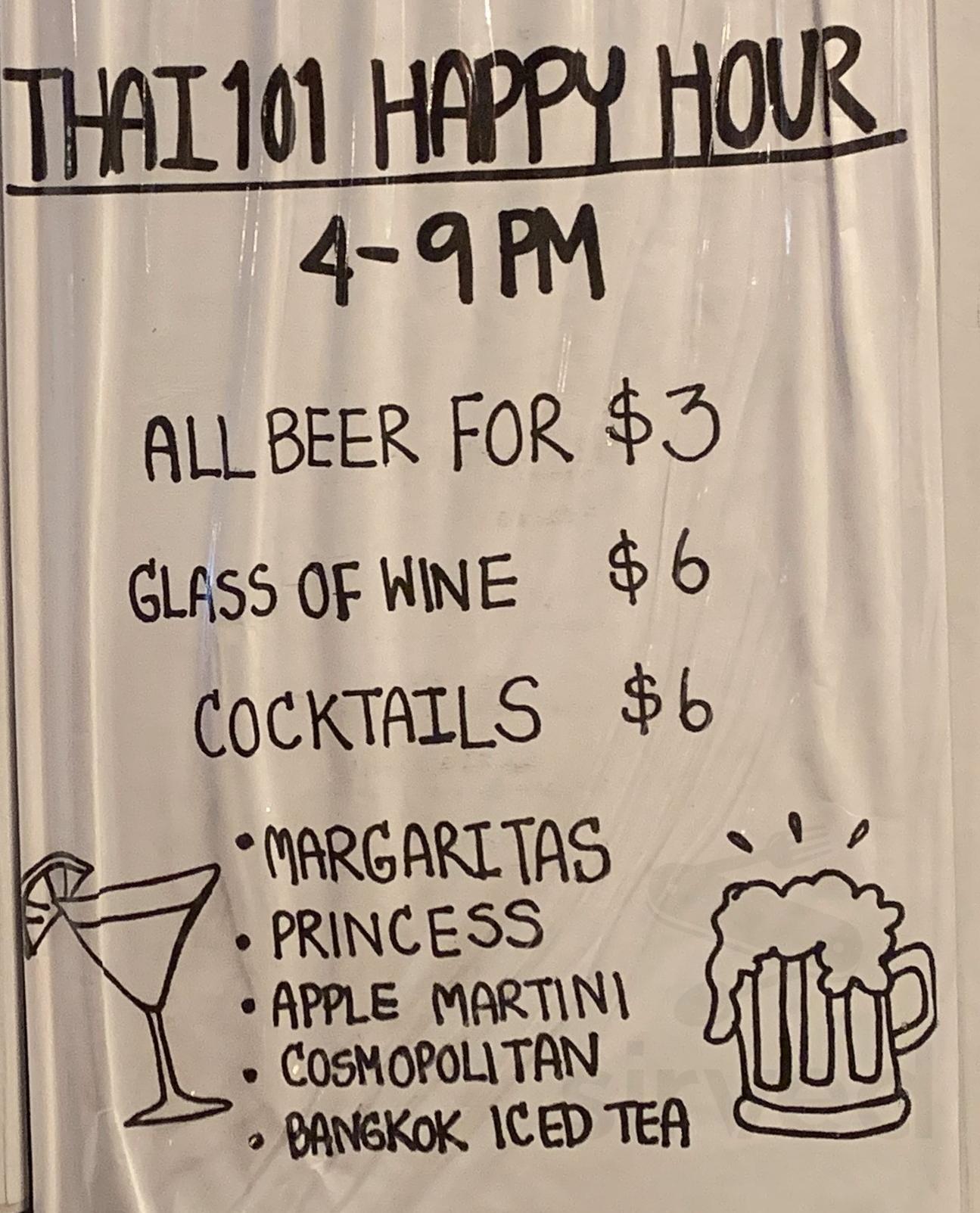 Thai 101 menu in Bayside, New York, USA