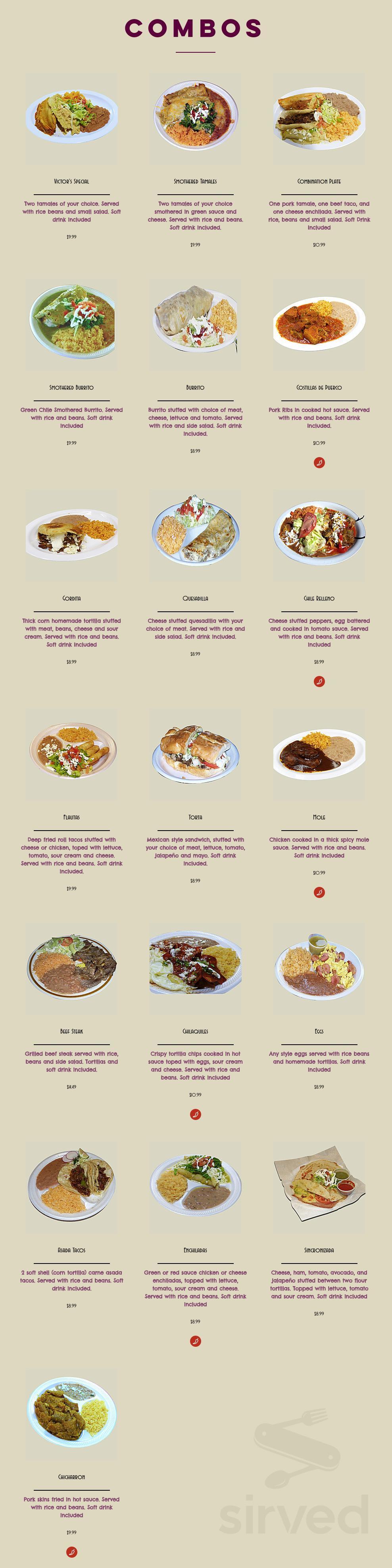 Victor's Restaurant menu in Salt Lake City, Utah, USA