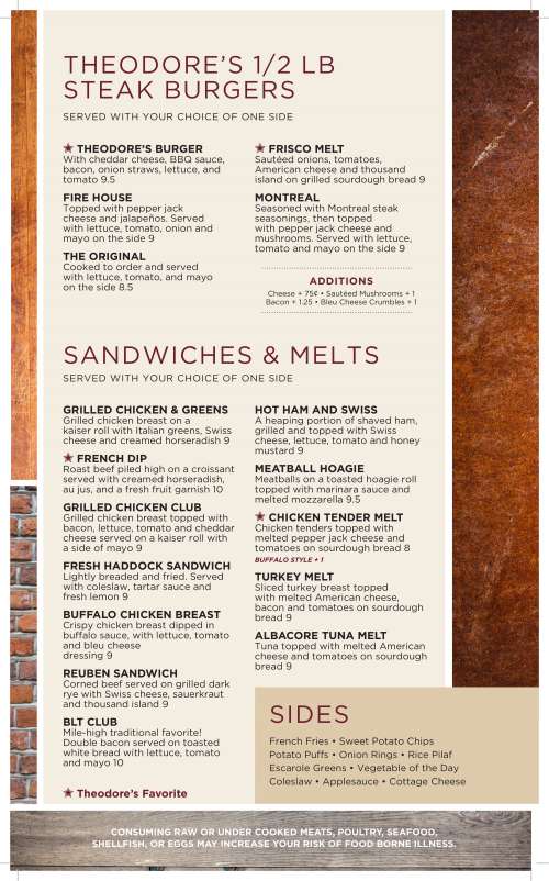 Theodore's Restaurant menu in Canastota, New York, USA