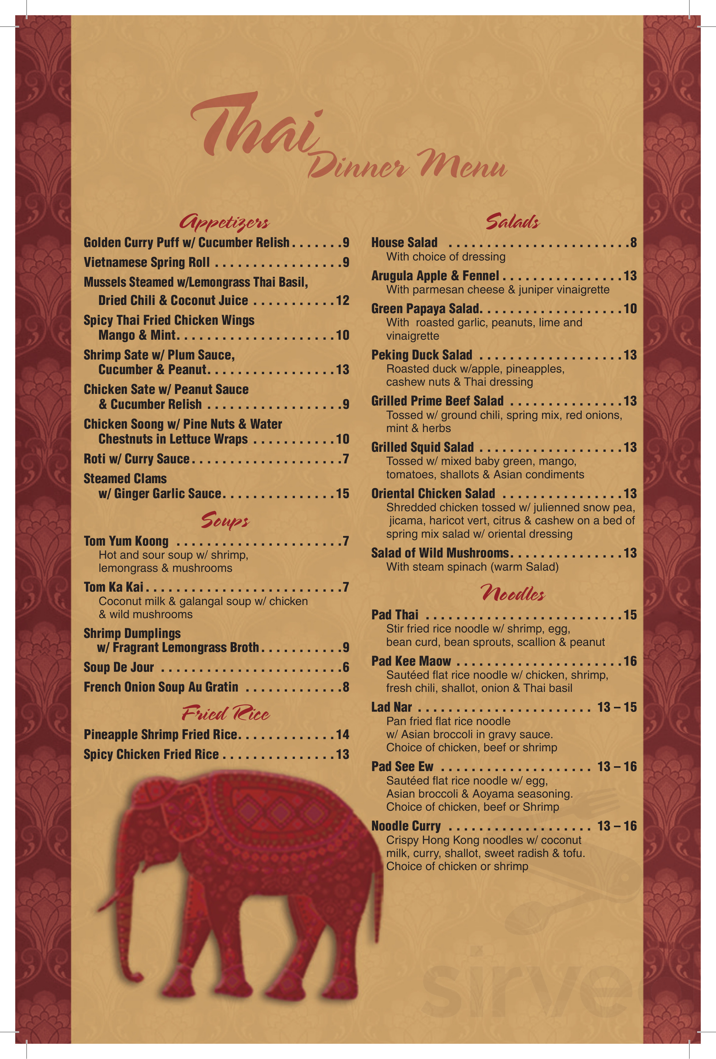 Aoyama French Thai & Japanese menu in Wyckoff, New Jersey, USA