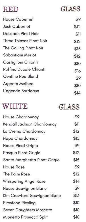 Uncorked Lounge menu in Totowa, New Jersey, USA