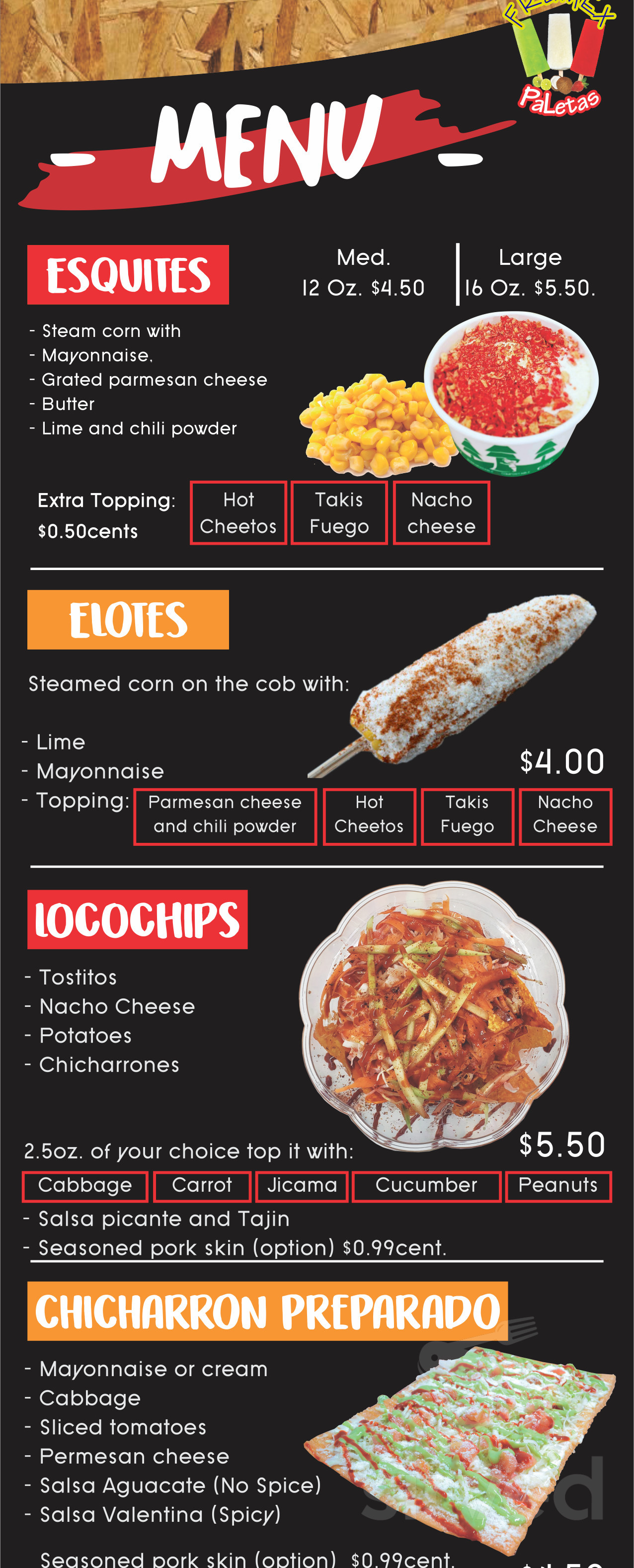 Paletas La Veracruzana menus in Salisbury, Maryland, United States