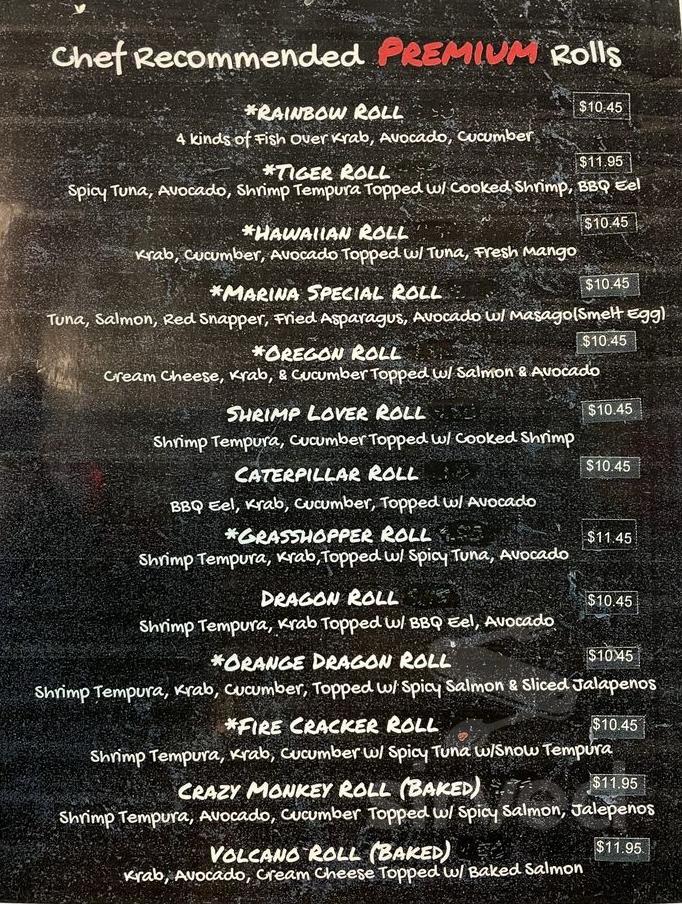 Menu - Forest Grove OR's F G Sushi | Sirved