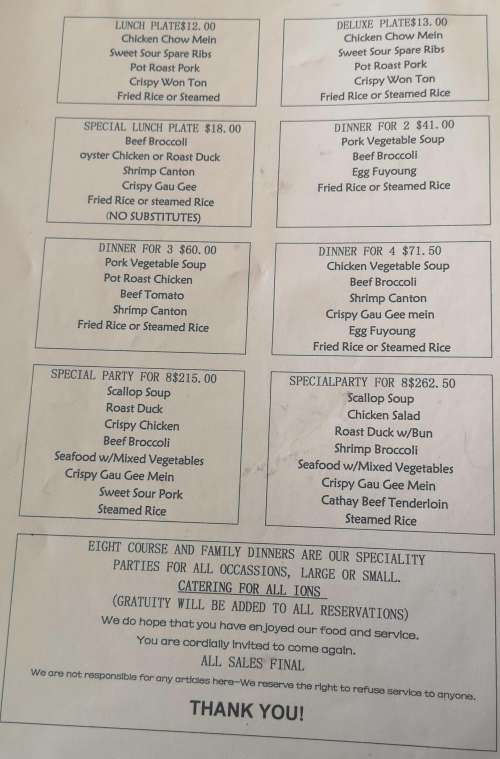 cathay inn chop suey menu in Waianae, Hawaii, USA