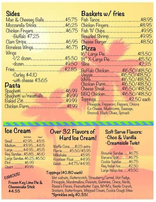 Custard Hut and Pizza menu in Long Beach, New Jersey, USA