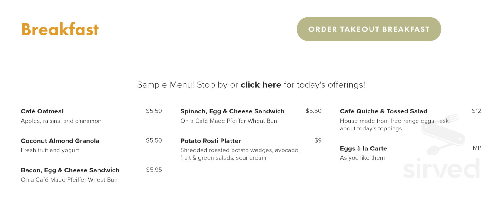 Threefold Café menus in Chestnut Ridge, New York, United States