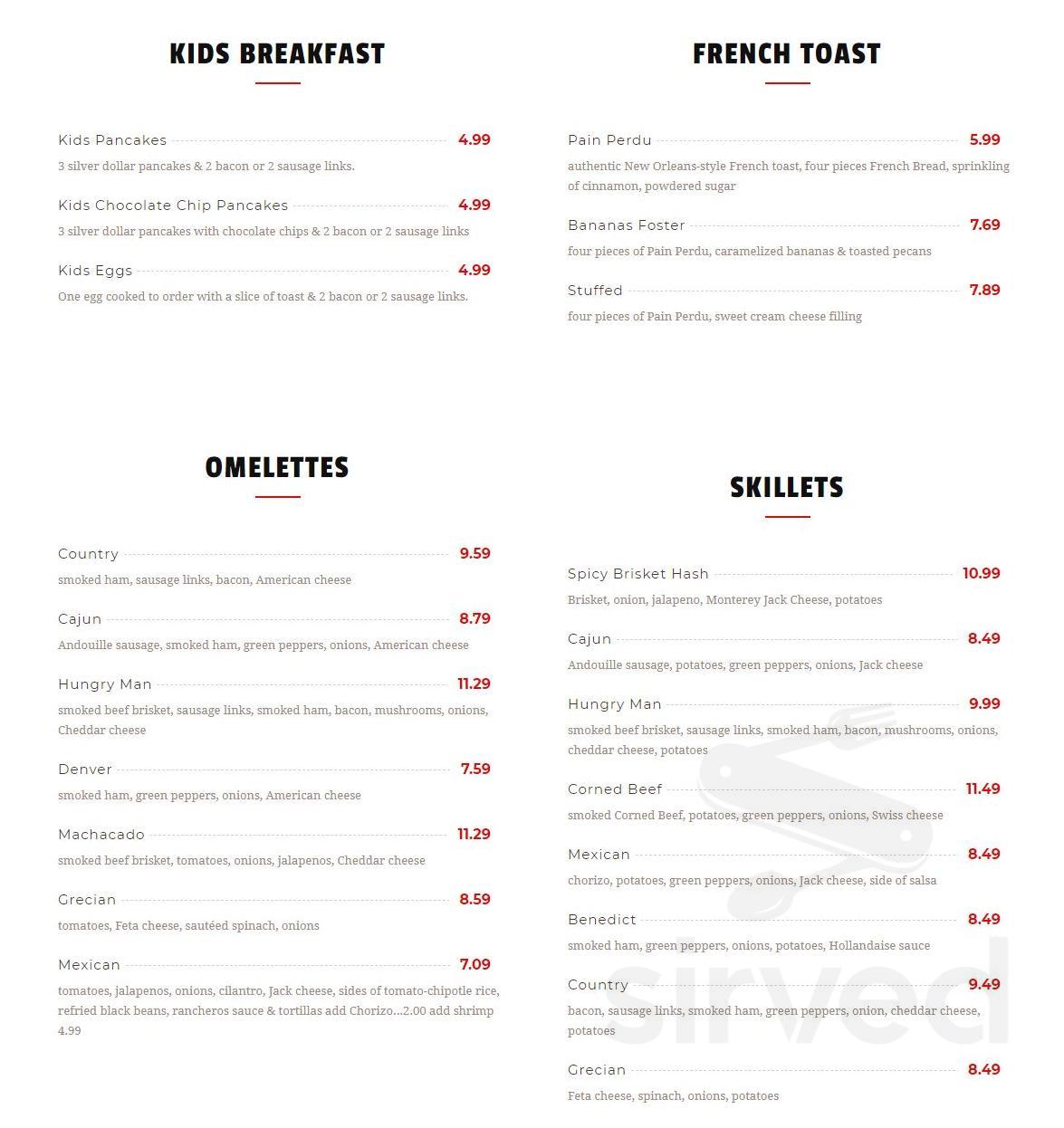 Chuck's Southern Comforts Cafe menu in Burbank, Illinois, USA