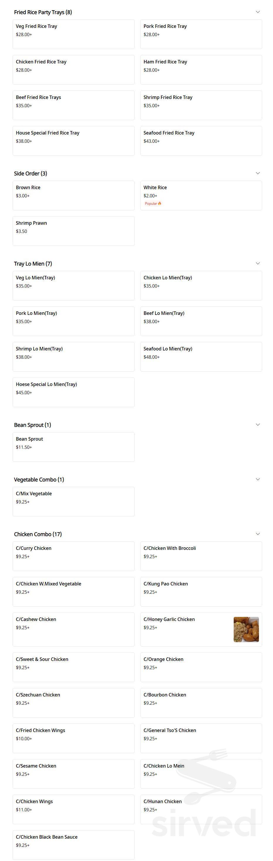 China Lui Restaurant menu in Fort Lauderdale, Florida, USA