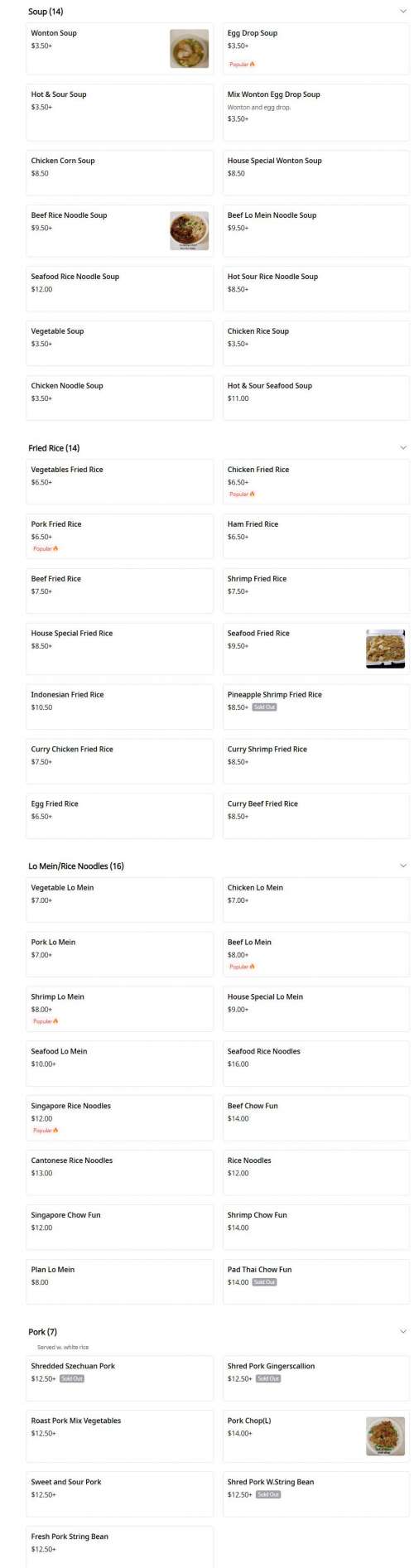 China Lui Restaurant menu in Fort Lauderdale, Florida, USA