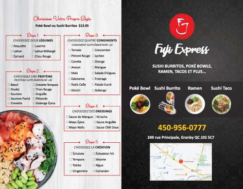 FUJI EXPRESS menu in Granby, Quebec, Canada