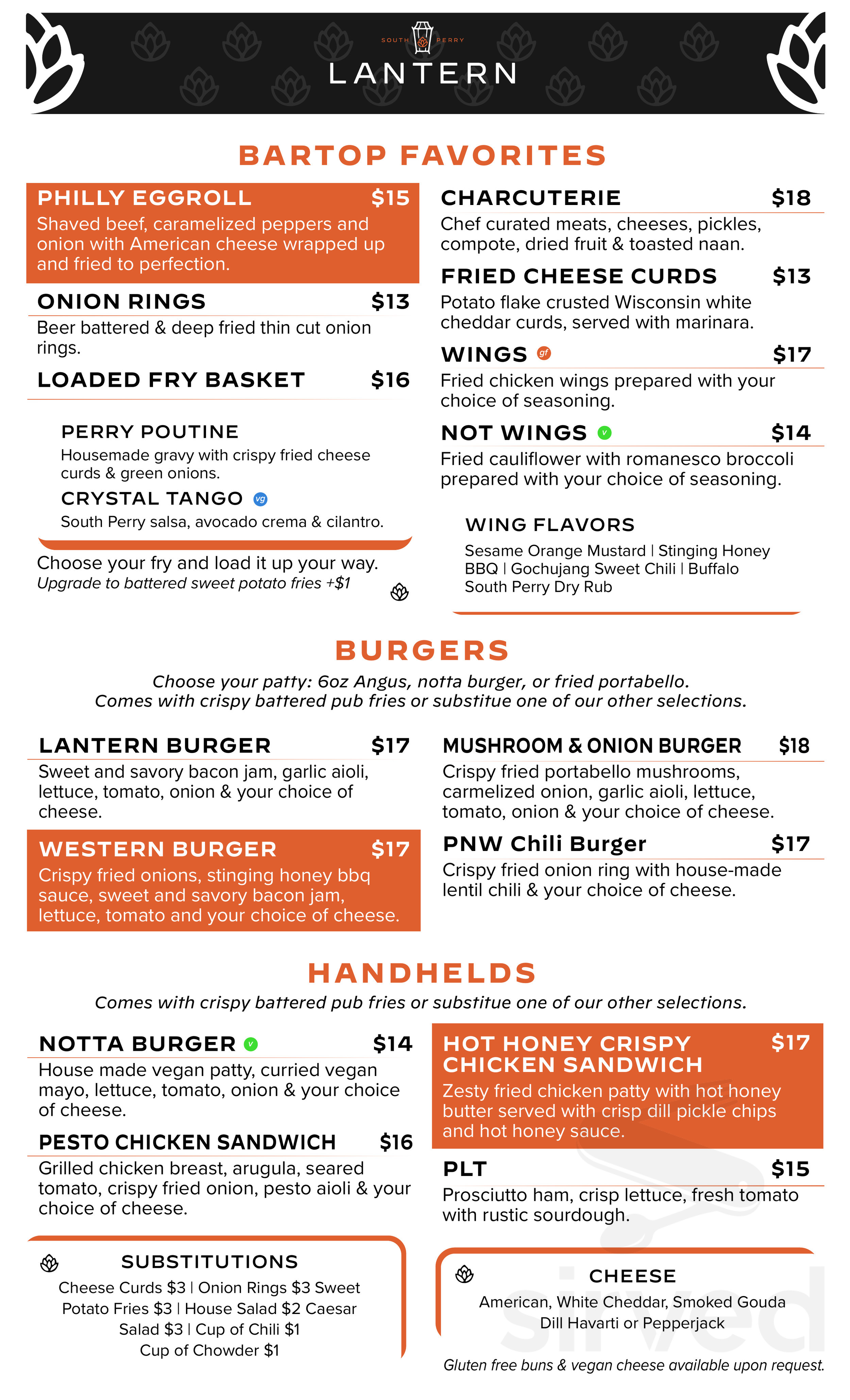 South Perry Lantern menu in Spokane, Washington, USA