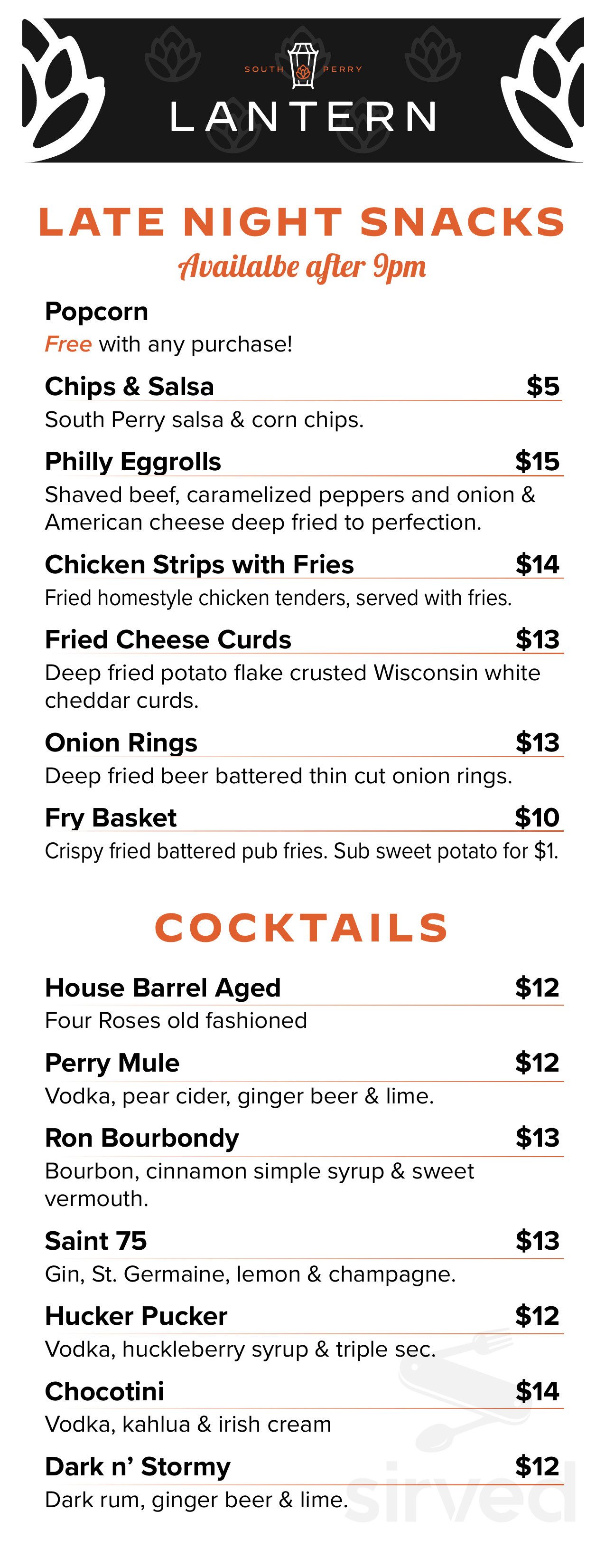 South Perry Lantern menu in Spokane, Washington, USA