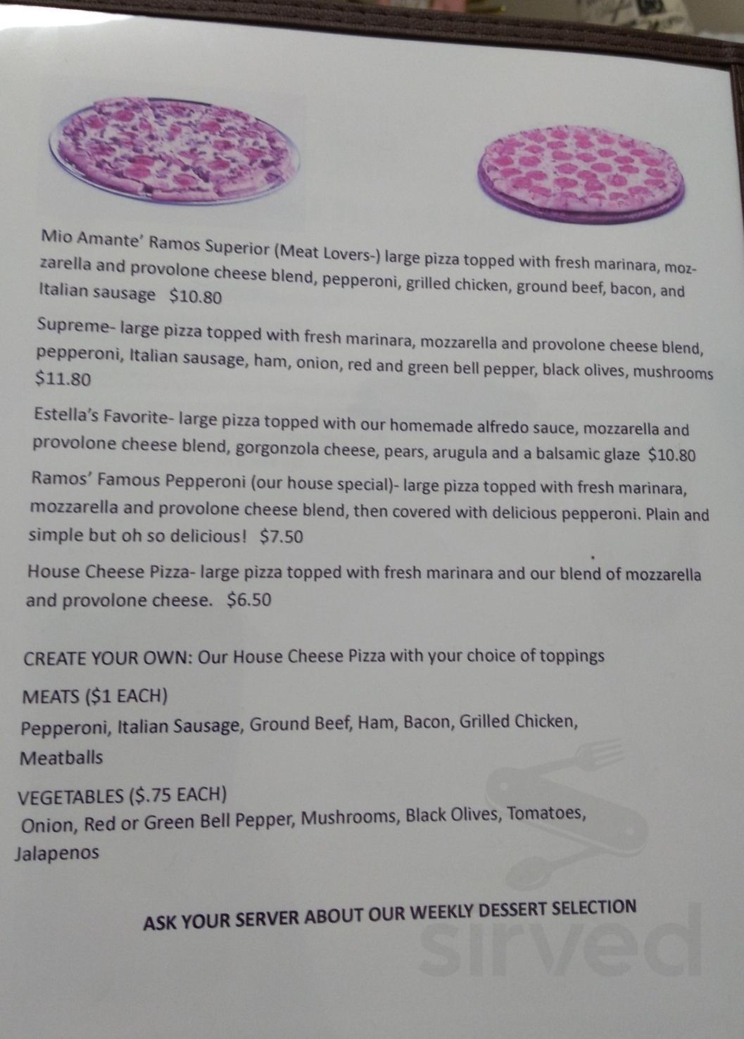 Ramos italian restaurant and social event center menu in Columbus ...