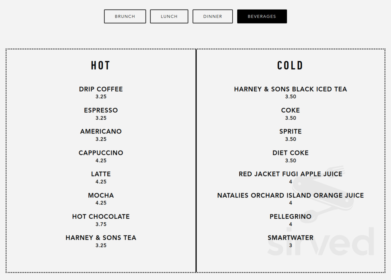 CO-OP Restaurant & Bar menu in Philadelphia, Pennsylvania, USA