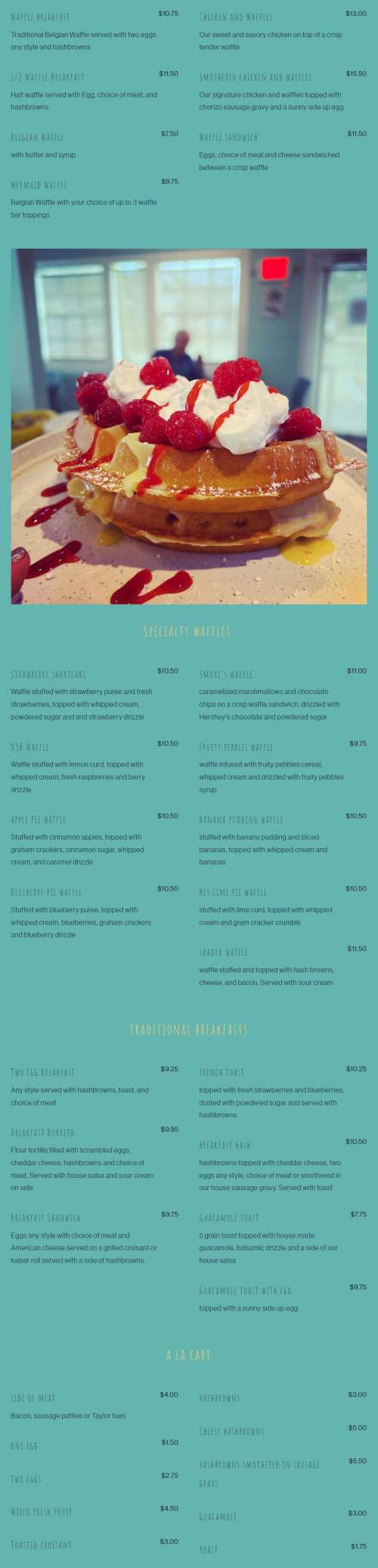 The Mermaid Cafe menu in New Smyrna Beach, Florida, USA