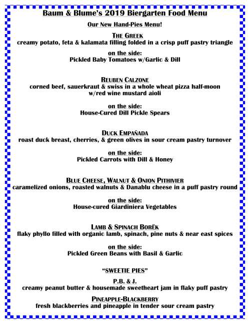 Baum & Blume menu in Carmel Valley, California, USA