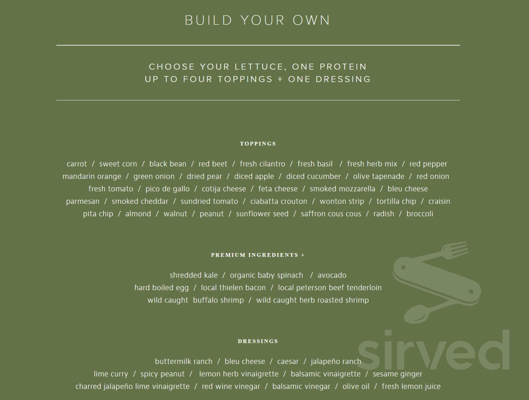 Green + The Grain menus in Minneapolis, Minnesota, United States