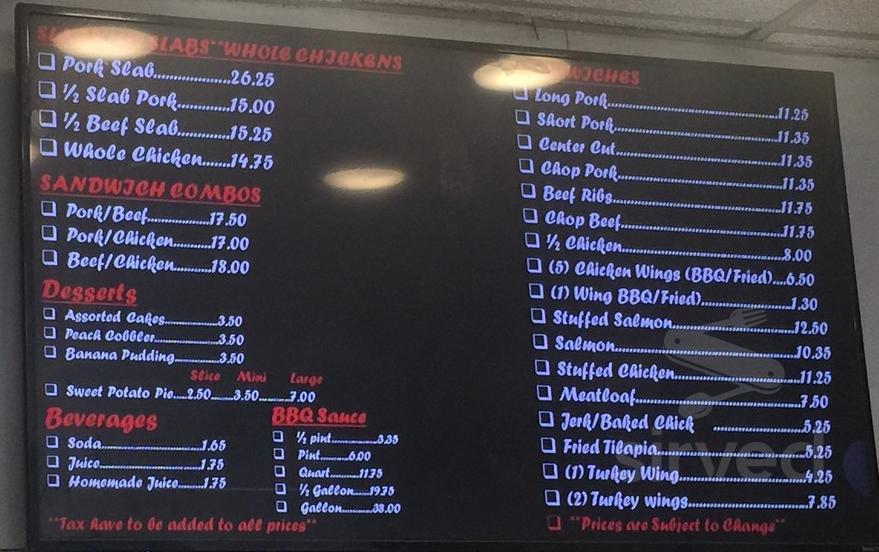 Menu for Dwight's Southern Barbecue in Philadelphia, PA | Sirved