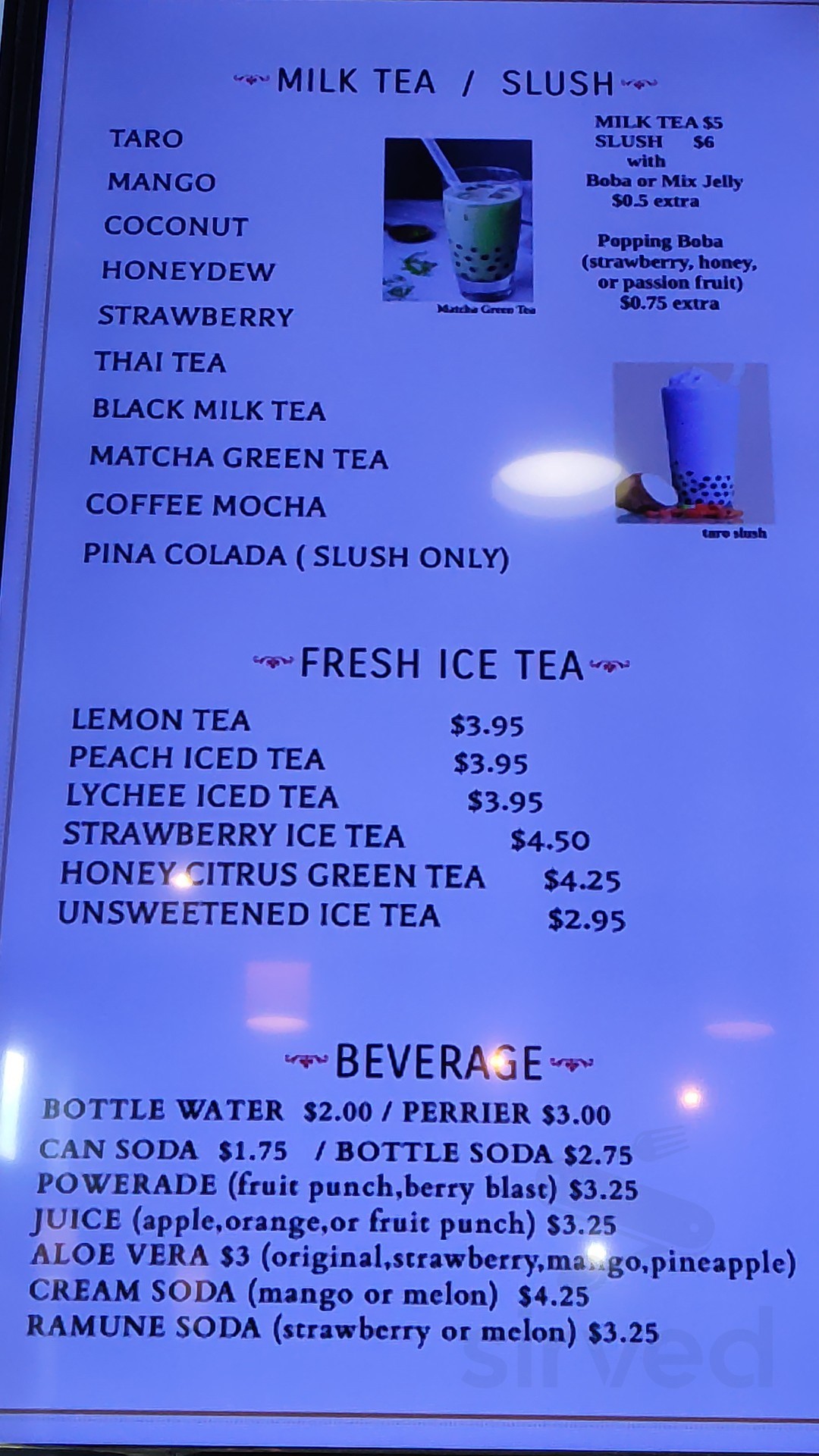 iFusion Express menu in Baltimore, Maryland, USA