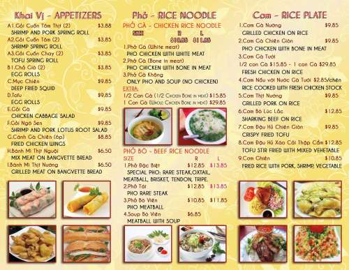 Pho Times menu in Edison, New Jersey, USA