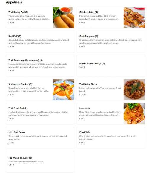 Star of Siam menu in Queens, New York, USA