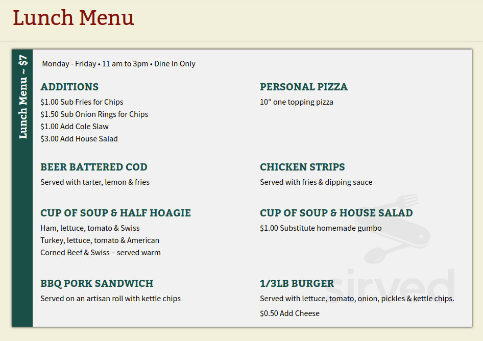 Thee Office Pub & Cookery menu in Romeo, Michigan, USA