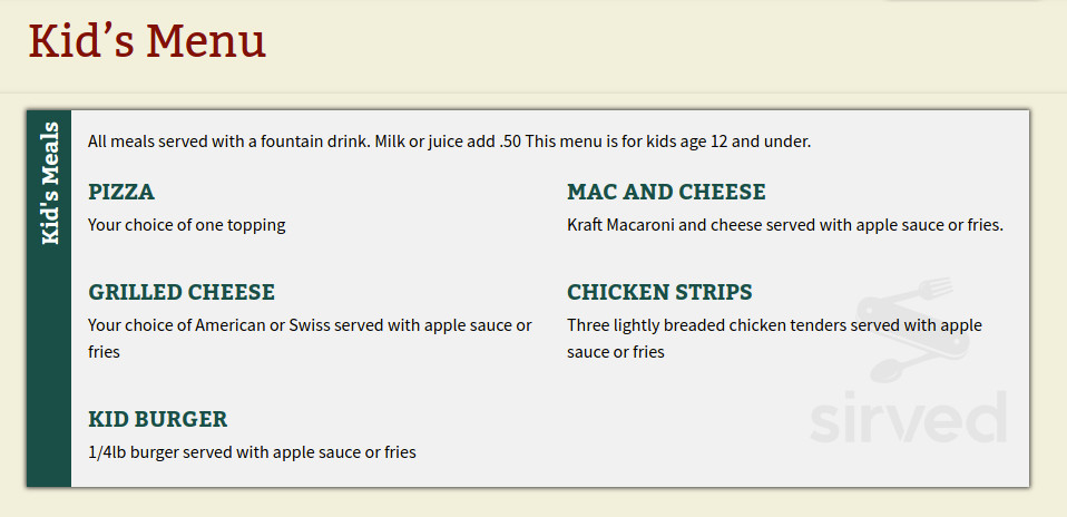 Thee Office Pub & Cookery menu in Romeo, Michigan, USA