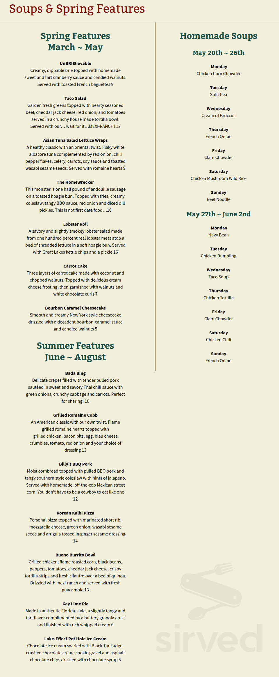 Thee Office Pub & Cookery menu in Romeo, Michigan, USA