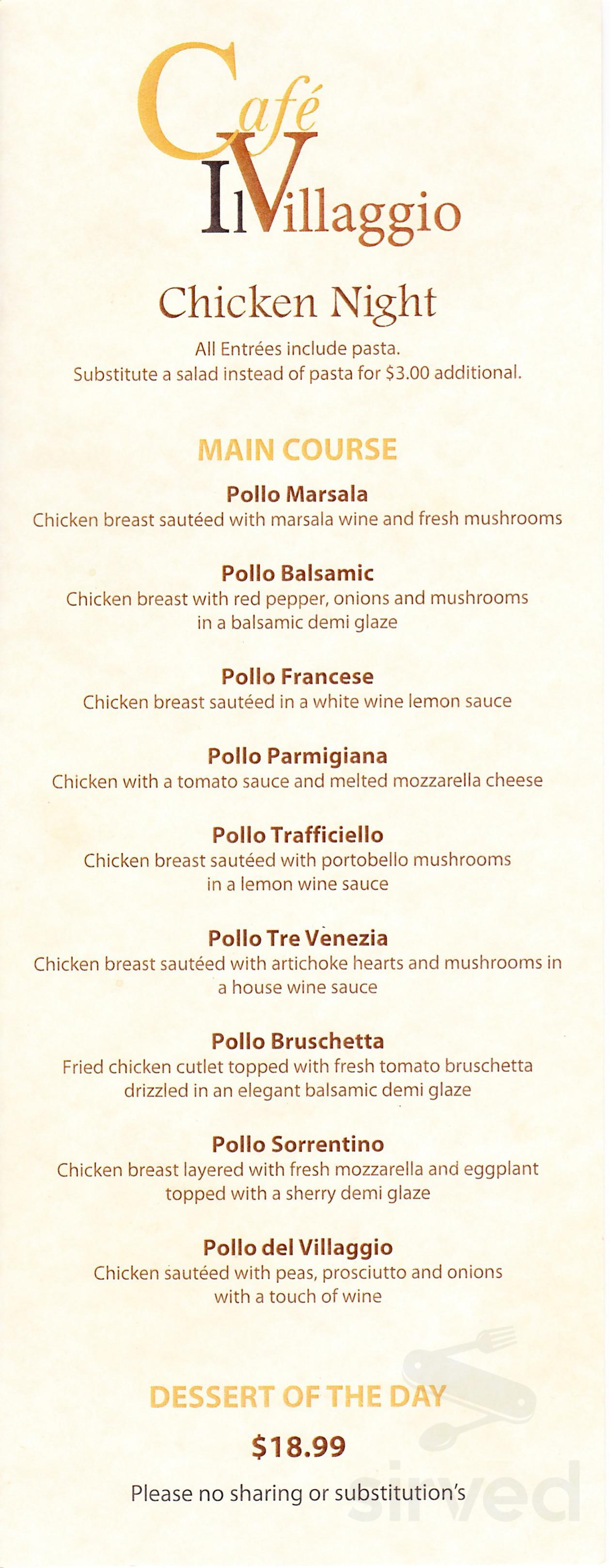 Cafe Il Villaggio menu in Babylon, New York, USA