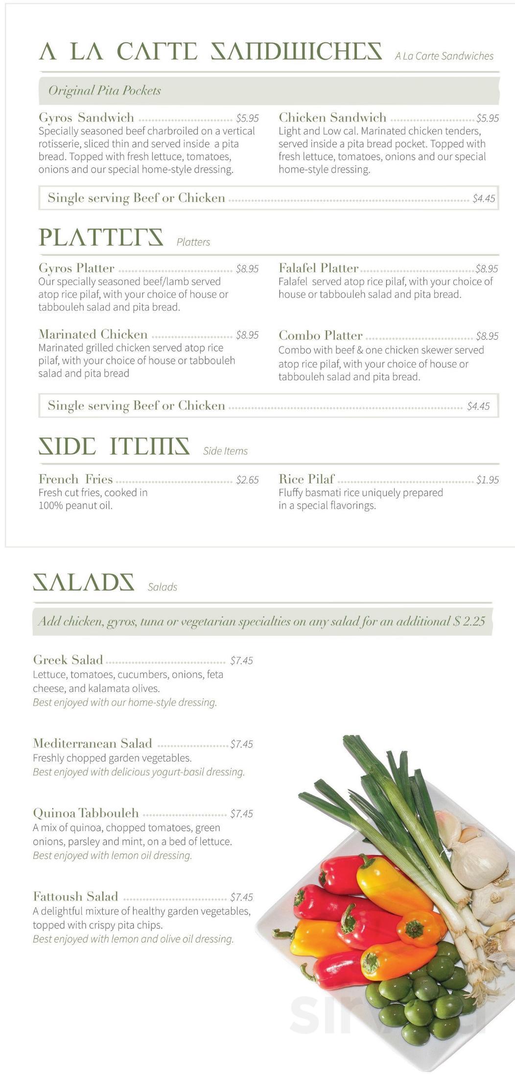 Menu - Nashville TN's The original Kebab Gyros | Sirved