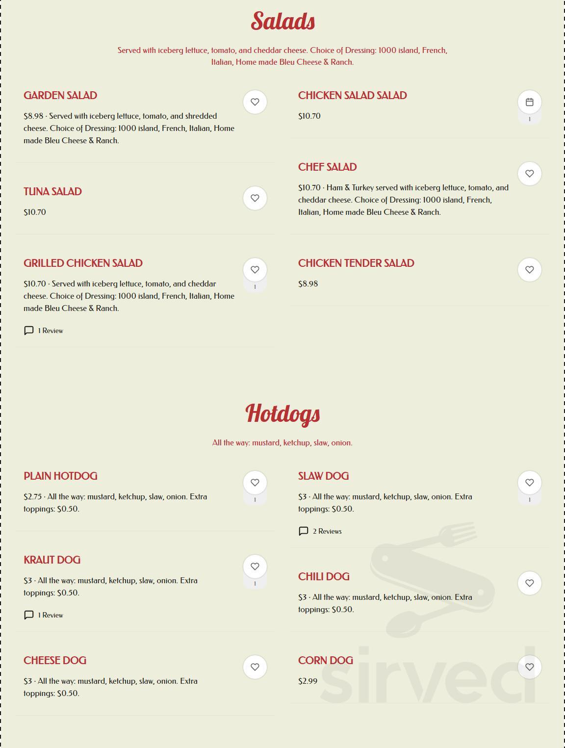 Menu - Gainesville GA's Vicky Lou's Burgers | Sirved