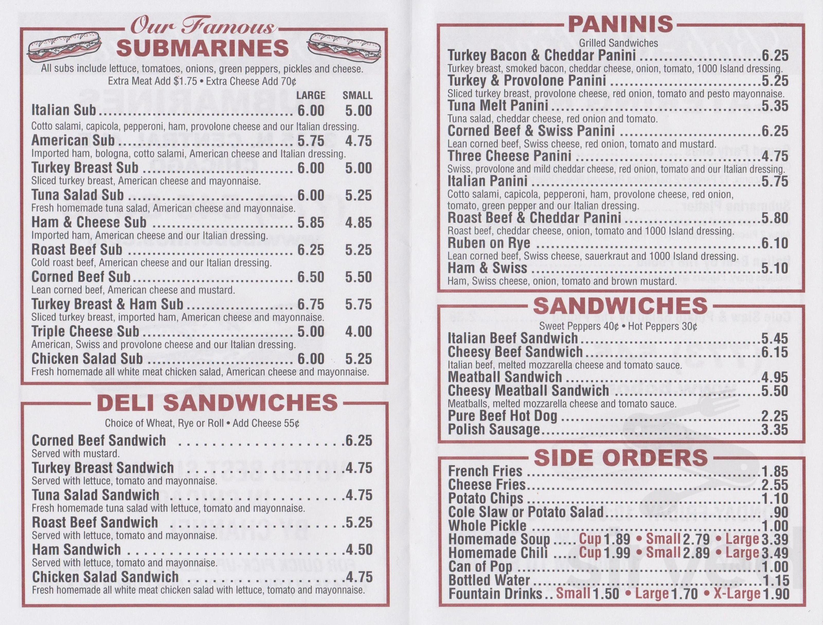 Menu for Bob-O-Rinos in Chicago, IL | Sirved