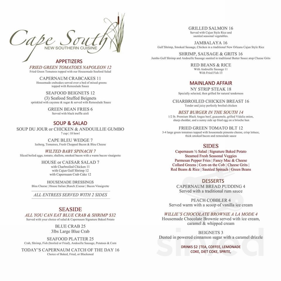 Menu - Lake Wales FL's Capernaum Lakeside Lodge | Sirved