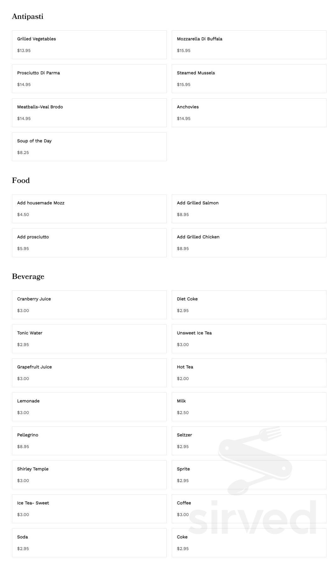 Gersi RVA menu in Richmond, Virginia, USA