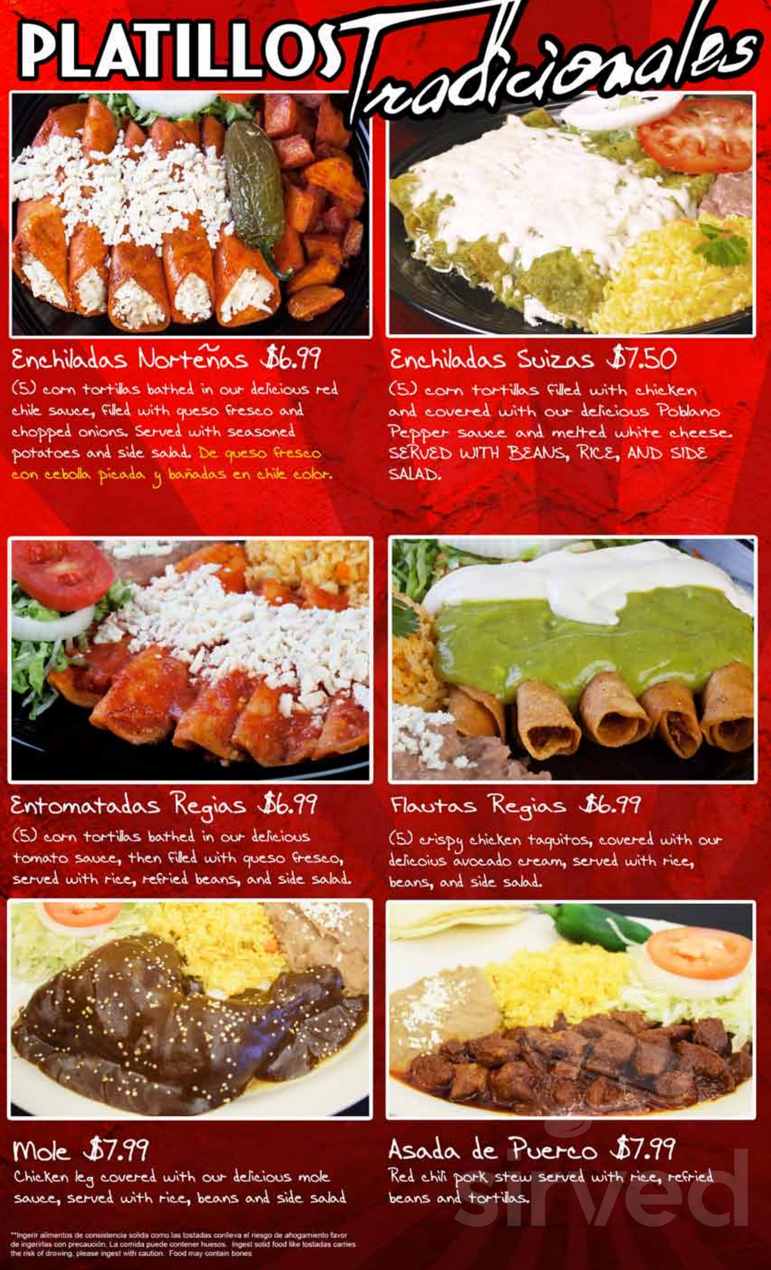 Menu for Tostada Regia Long Point in Houston, Texas, United States