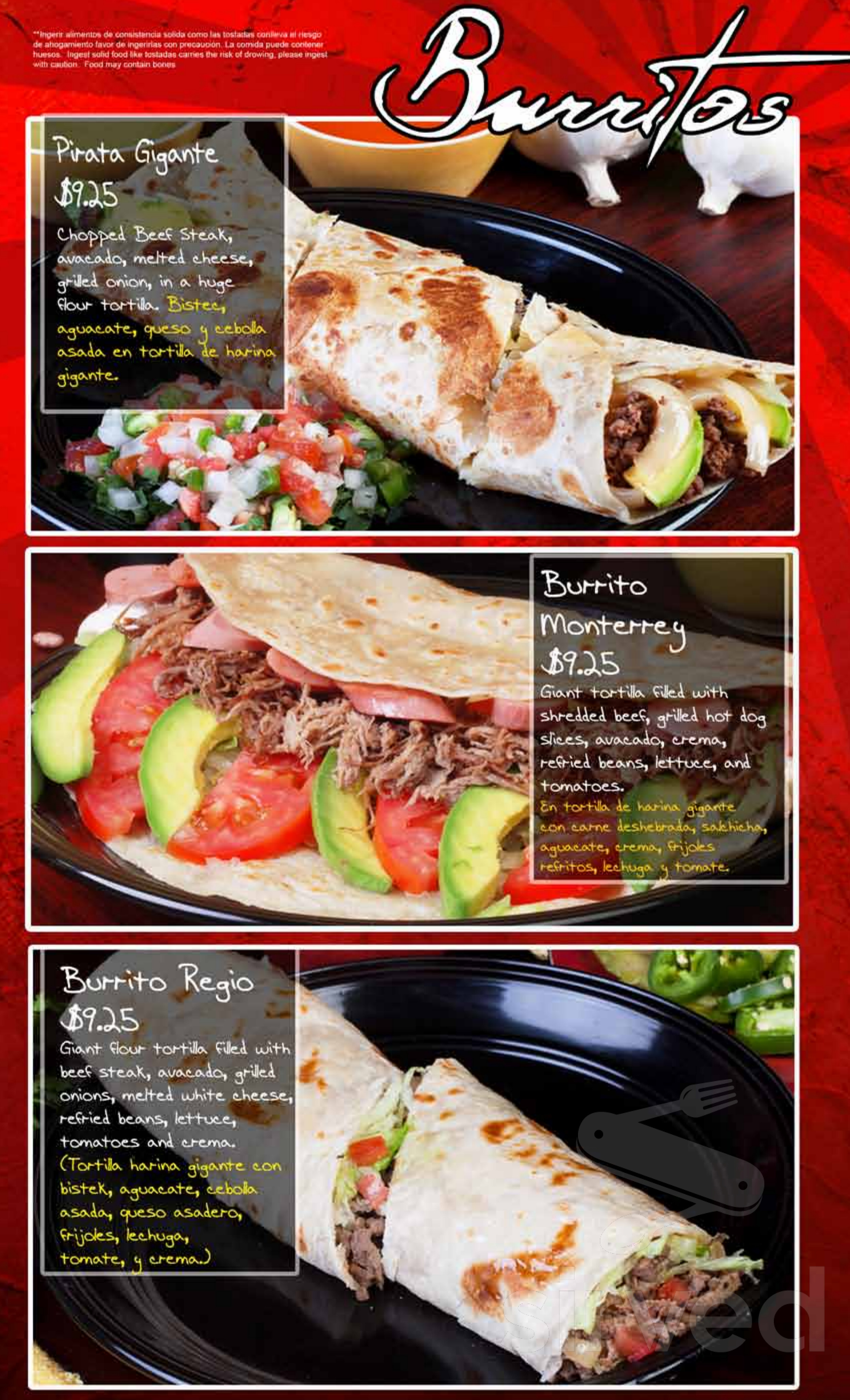 Menu - Houston TX's Tostada Regia Long Point | Sirved