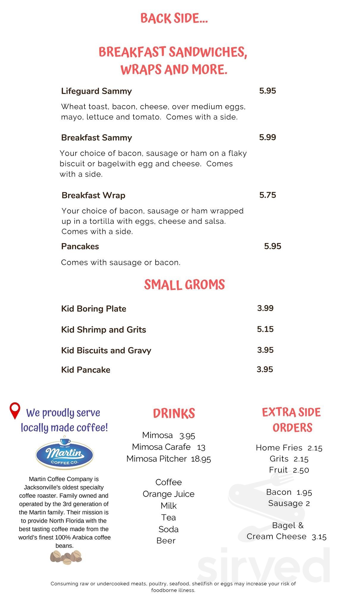 Grom menus in Jacksonville Beach, Florida, United States