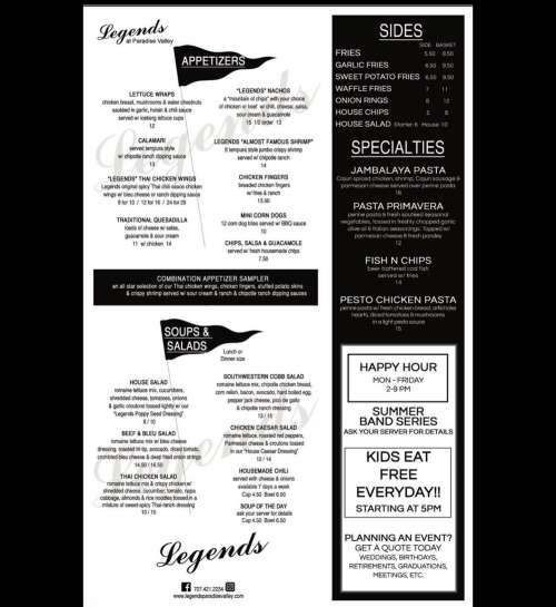 Clubhouse At Paradise Valley menu in Fairfield, California, USA