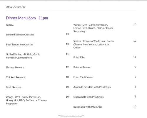 Marley's Café & Lounge menu in Fayetteville, North Carolina, USA