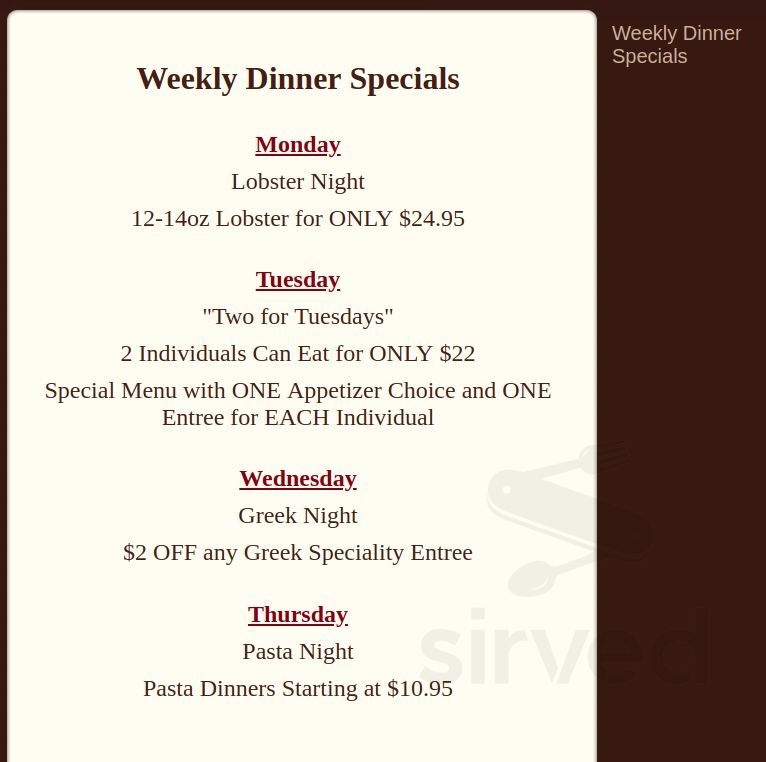 Theos Metro menu in Kingston, Pennsylvania, USA