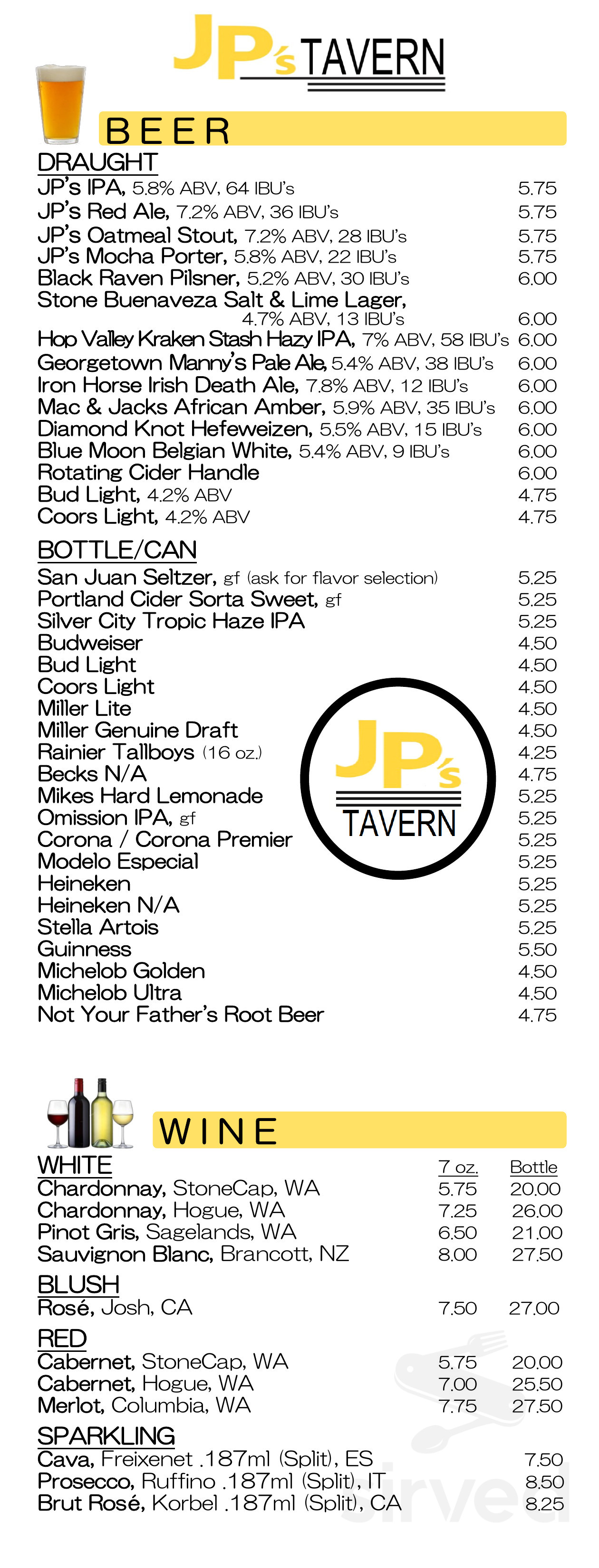 JP's Tavern menu in Federal Way, Washington, USA