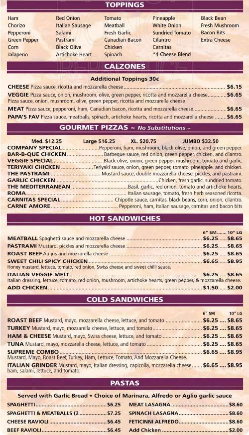 Baldwin Park Pizza Company menu in Baldwin Park, California, USA