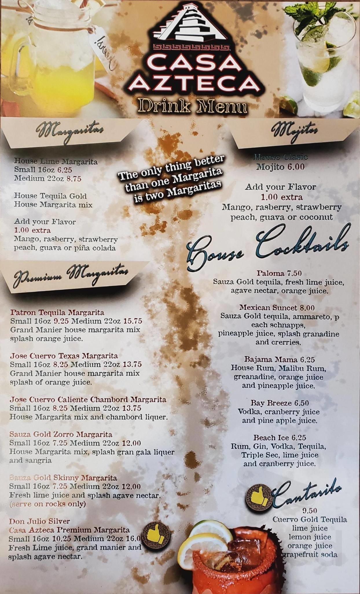 Menu - Angola IN's Casa Azteca | Sirved