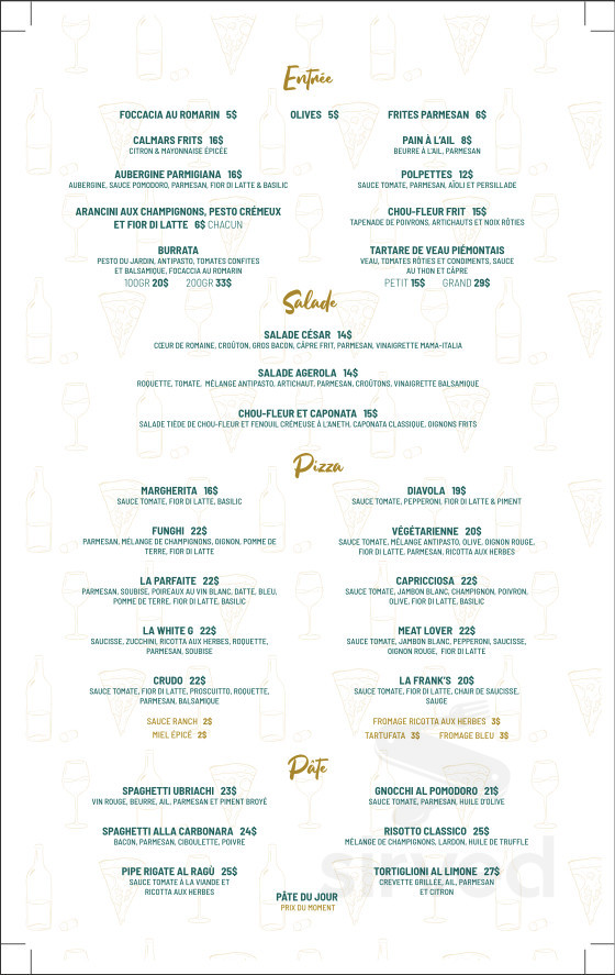 Restaurant La Selva menu in Bromont, Quebec, Canada